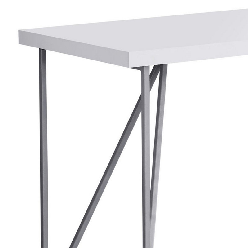 Feyan Computer Office Desk 22 X 47 Inch Rectangular White Chrome Legs